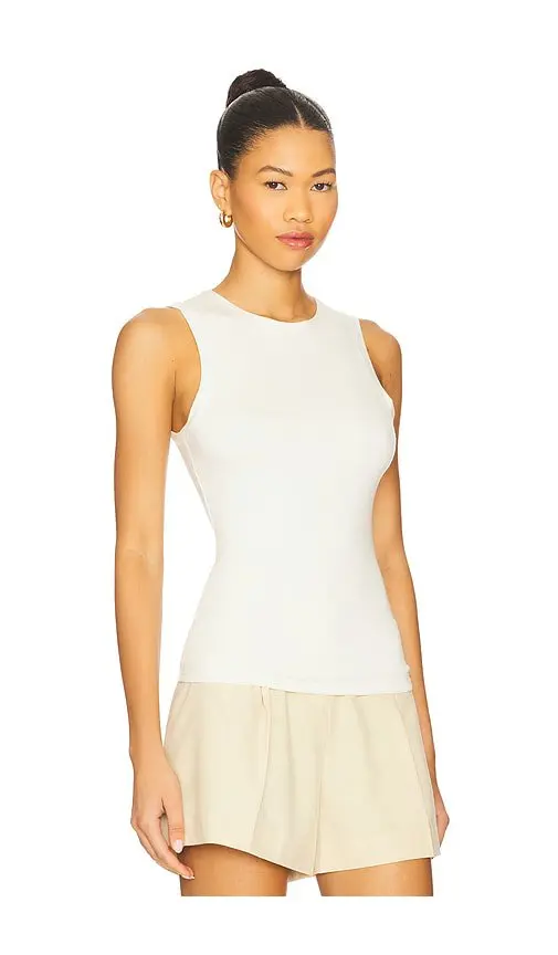 Eterne Sleeveless Crewneck Soft Jersey Top