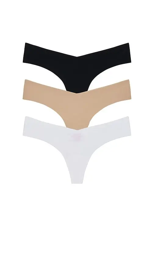Commando 3 Pack Classic Thong - Black  White & Beige