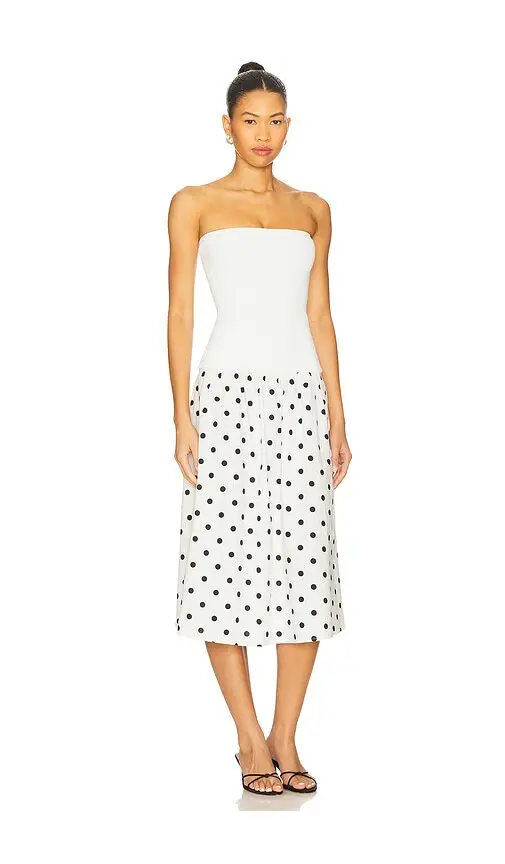 WeWoreWhat Ribbed Cotton Midi Dress - White Multi