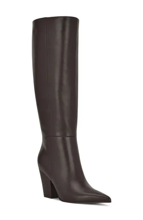 Nine West Adera Pointed Toe Knee High Boots - Dark Brown