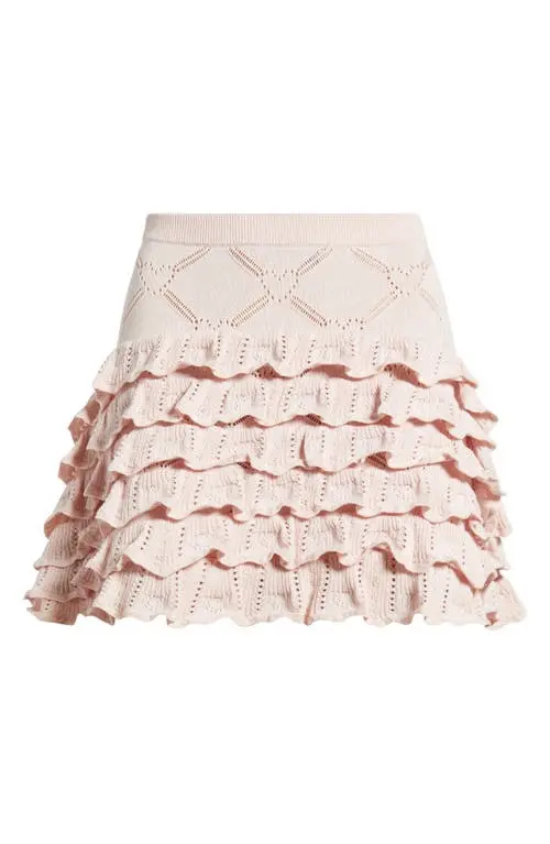 LoveShackFancy Kalliope Pointelle Ruffle Miniskirt