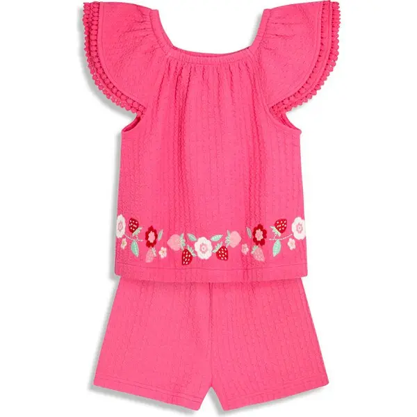 JOJO MAMAN BEBE Embroidered T-shirt & Shorts Set - Pink