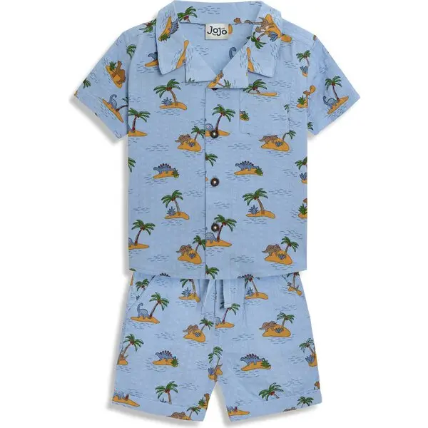 JOJO MAMAN BEBE Printed Shirt And Shorts Set - Blue