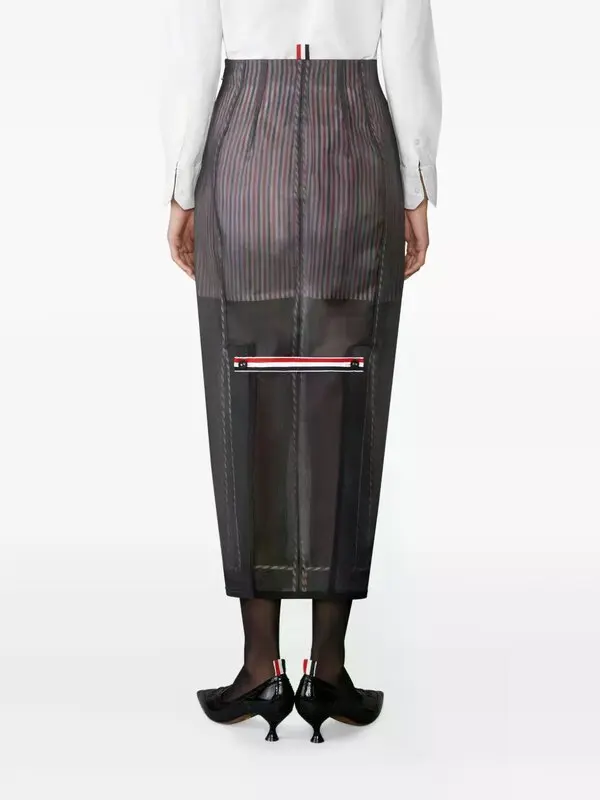 Thom Browne Striped Organza Pencil Skirt