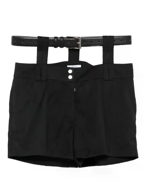 VESTIAIRE D'UN OISEAU LIBRE Belted Wool Shorts - Black