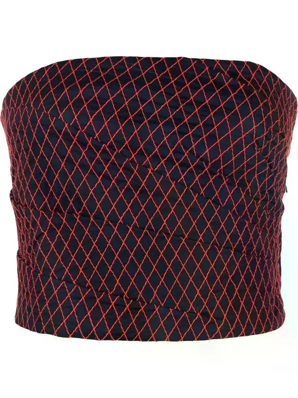 Tory Burch Diamond-stitch Wrapped Bandeau Top - Blue