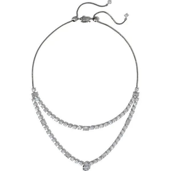 Nadri Everleigh Cubic Zirconia Collar Necklace - Rhodium