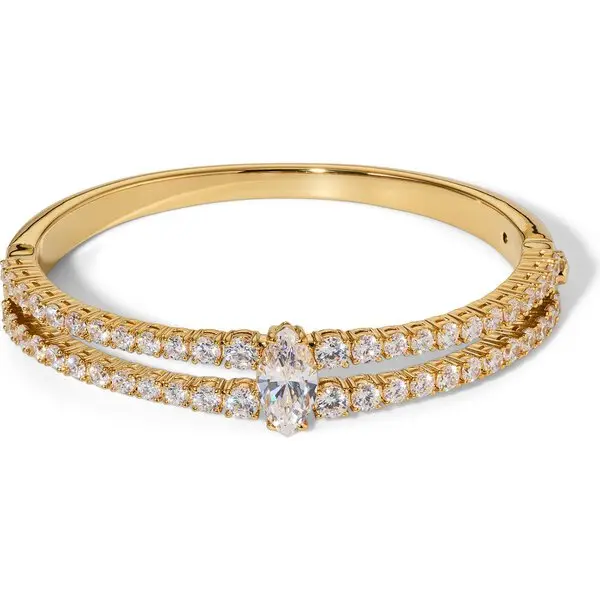 Nadri Everleigh Cubic Zirconia Hinged Bangle Bracelet - Gold