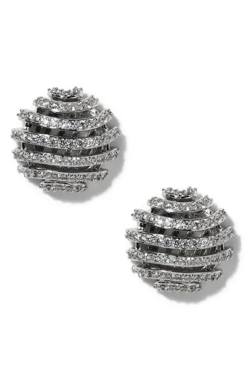 Nadri Pisa Stud Earrings - Rhodium