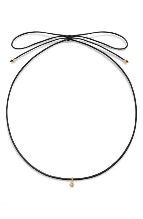 Monica Vinader Pear Lab Grown Diamond Pendant Cord Necklace - 18ct Gold Vermeil/lab Dia