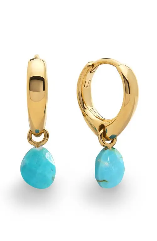 Monica Vinader Nura Stone Huggie Hoop Earrings - 18ct Gold Vermeil /turquoise