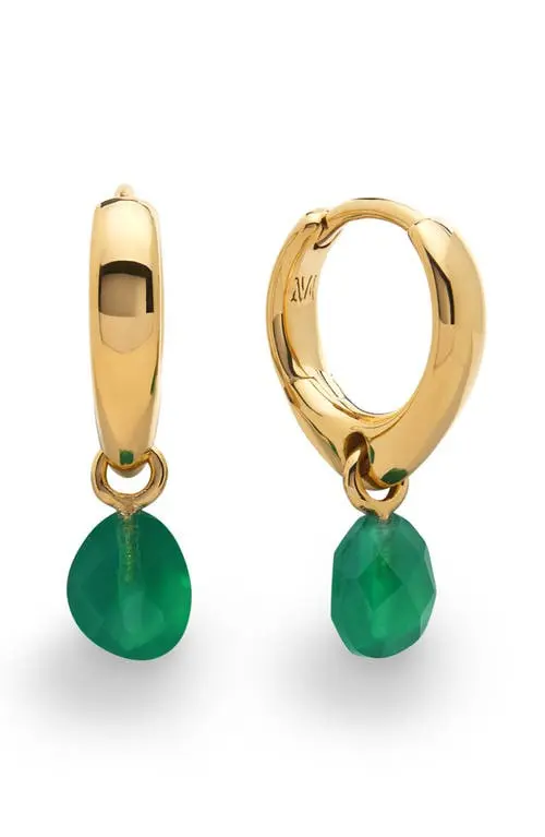 Monica Vinader Nura Stone Huggie Hoop Earrings - 18ct Gold Vermeil/green Onyx