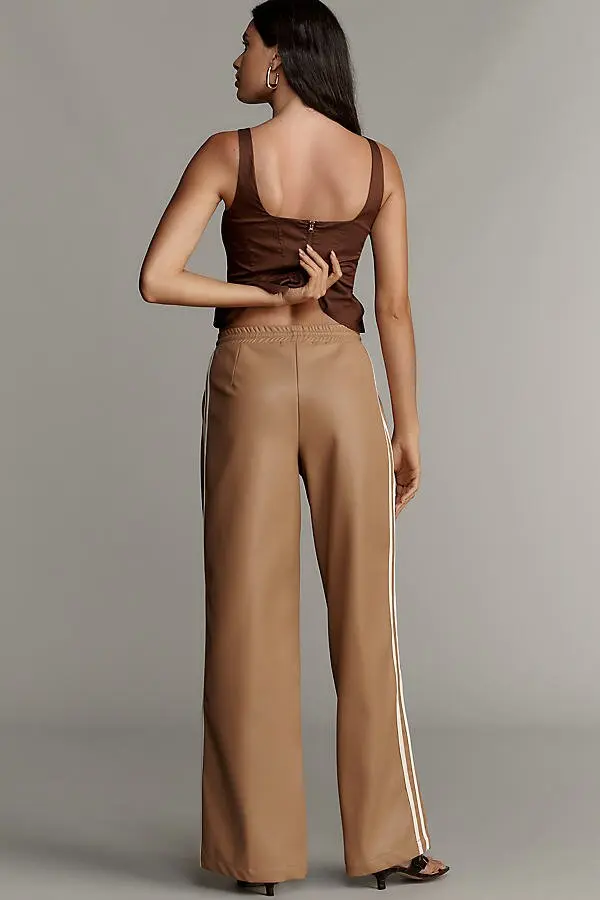 BISHOP + YOUNG Faux Leather Wide-leg Track Pants