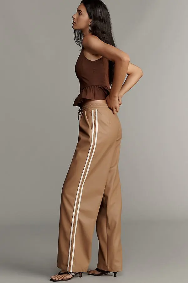 BISHOP + YOUNG Faux Leather Wide-leg Track Pants