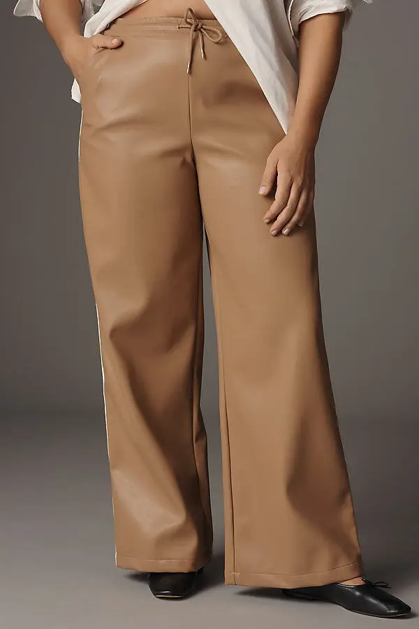 BISHOP + YOUNG Faux Leather Wide-leg Track Pants