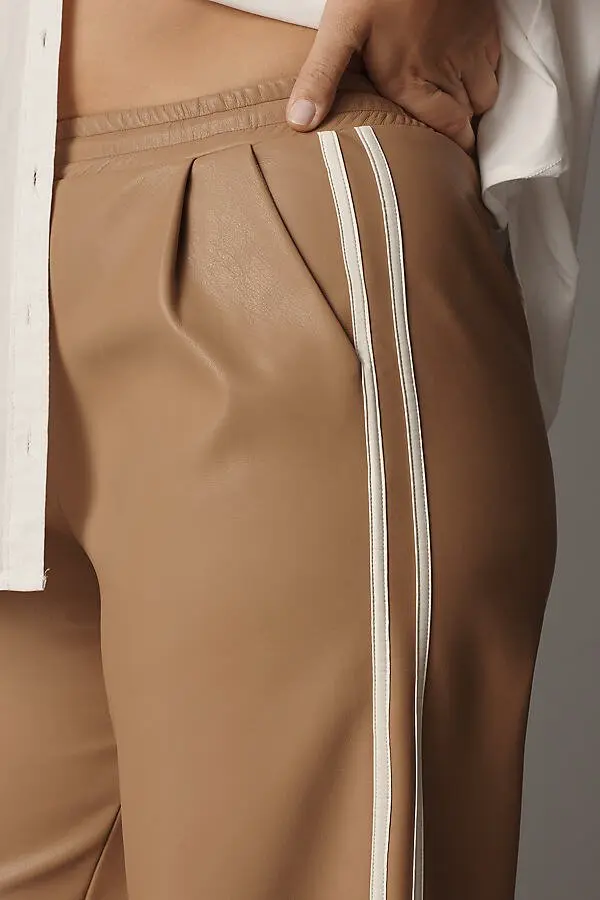 BISHOP + YOUNG Faux Leather Wide-leg Track Pants