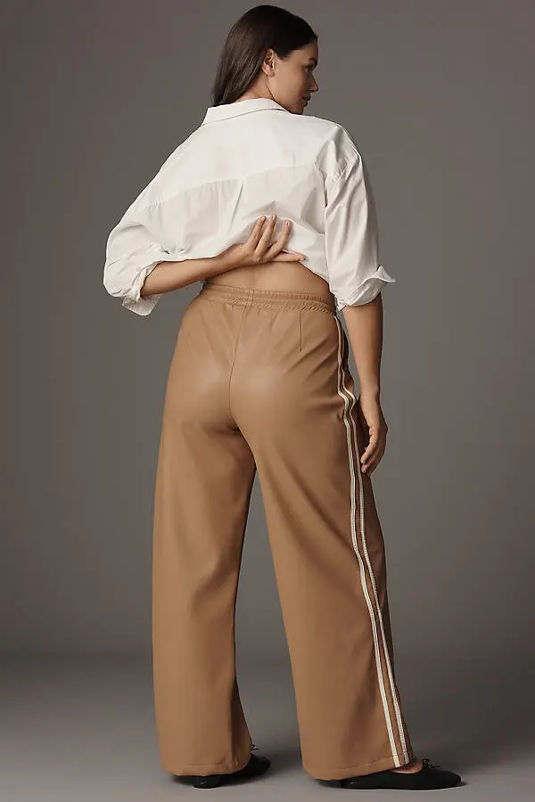 BISHOP + YOUNG Faux Leather Wide-leg Track Pants