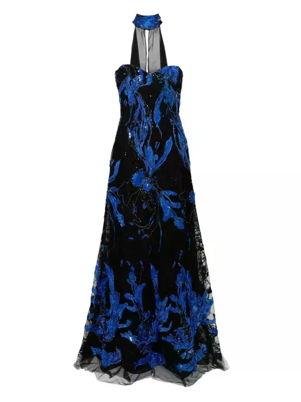 SAIID KOBEISY Embroidered Strapless Dress