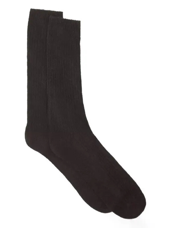 LANVIN Ribbed-knit Mid-calf Socks - Brown