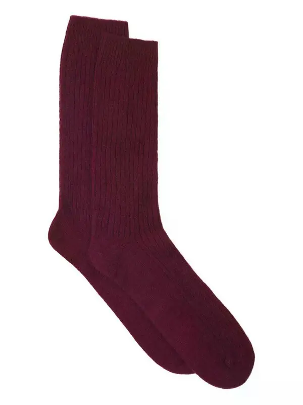 LANVIN Ribbed-knit Ankle Socks - Red