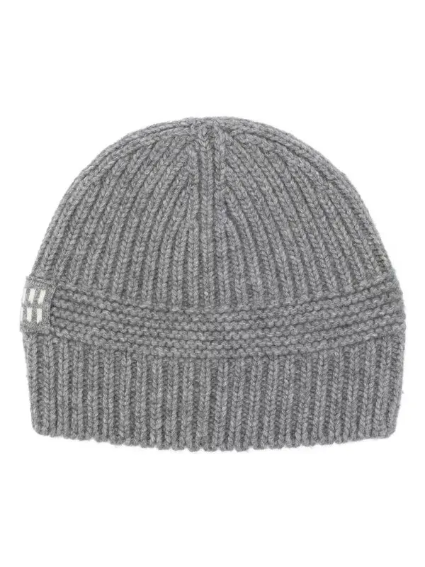 Miu Miu Logo-patch Beanie - Grey
