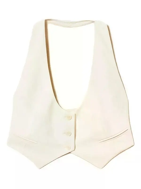 TWINSET Halter-neck Button Waistcoat - White