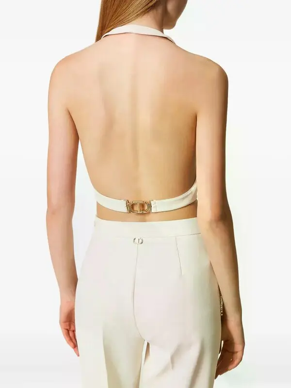 TWINSET Halter-neck Button Waistcoat - White