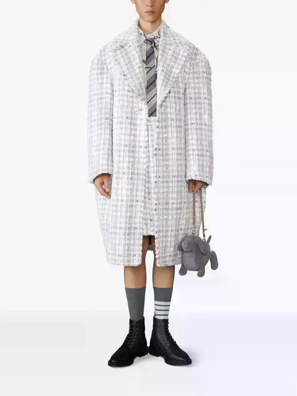 Thom Browne Gingham-check Pleated Tweed Skirt