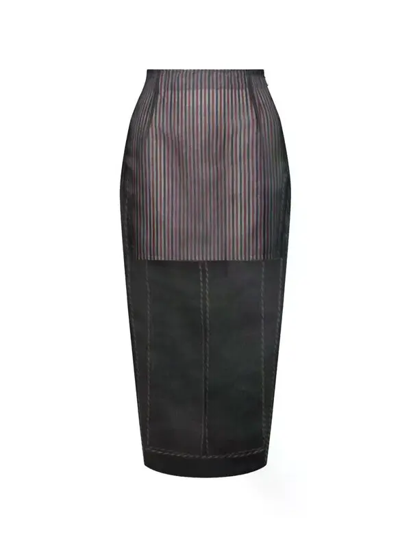 Thom Browne Striped Organza Pencil Skirt - Black