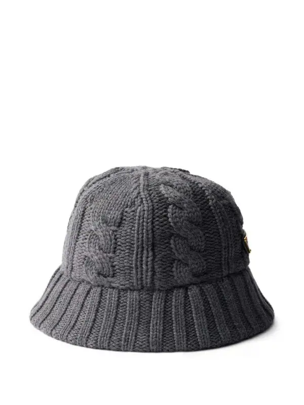 Prada Cable-knit Bucket Hat - Grey