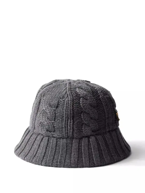 Prada Cable-knit Bucket Hat - Grey