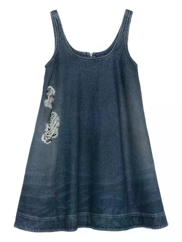 Simone Rocha Distressed Denim Mini Dress - Blue