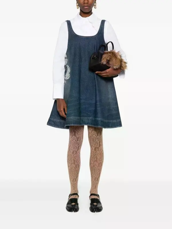 Simone Rocha Distressed Denim Mini Dress - Blue