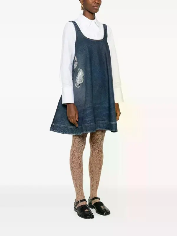 Simone Rocha Distressed Denim Mini Dress - Blue