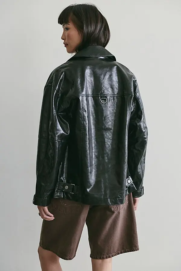 Free People We The Free Sloane Vegan Leather Jacket - Black