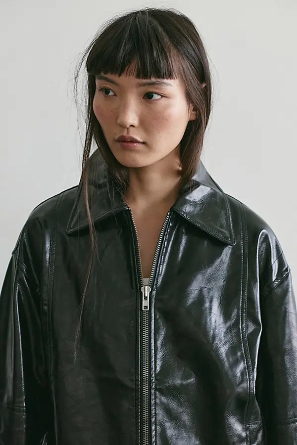 Free People We The Free Sloane Vegan Leather Jacket - Black