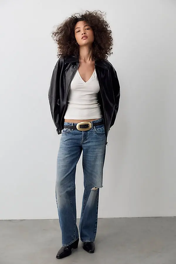 Free People We The Free Sloane Vegan Leather Jacket - Black