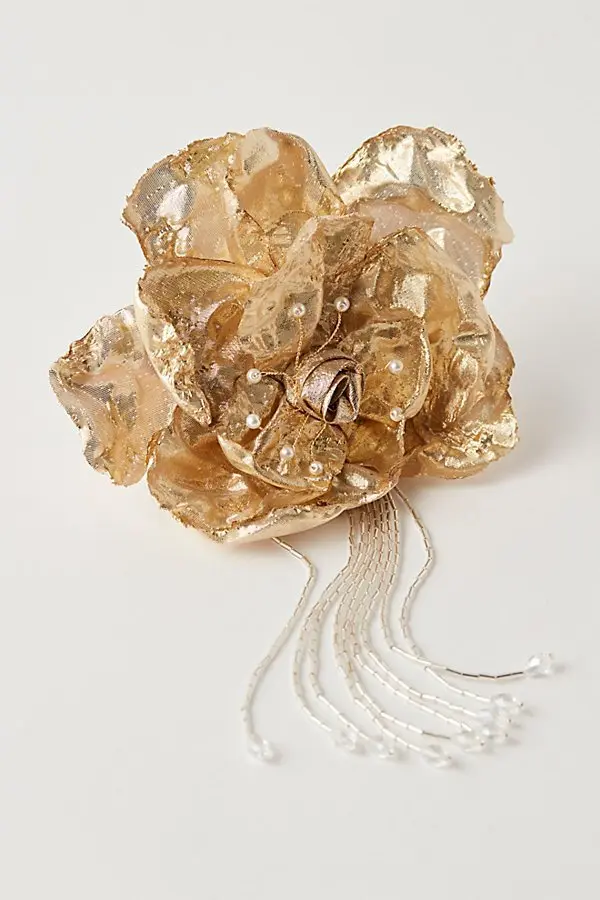 CURRIED MYRRH Calais Flower Barrette - Gold