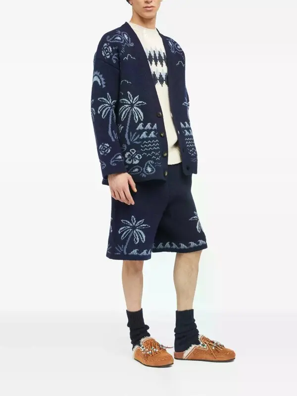 Alanui Palm-tree Paisley Cardigan - 4642-midnight-denim