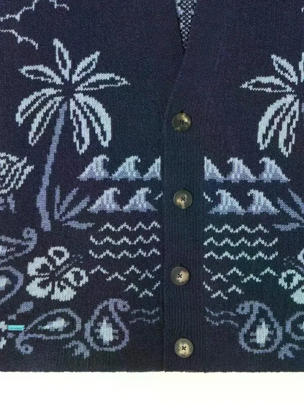 Alanui Palm-tree Paisley Cardigan - 4642-midnight-denim