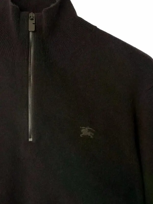 Burberry Embroidered Half-zip Sweater - Brown