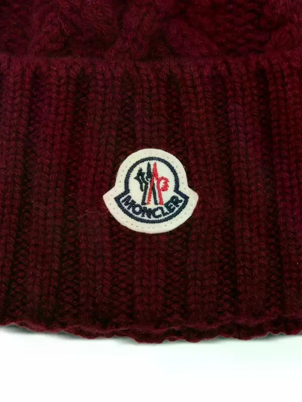 Moncler Cable-knit Beanie Hat With Pom-pom