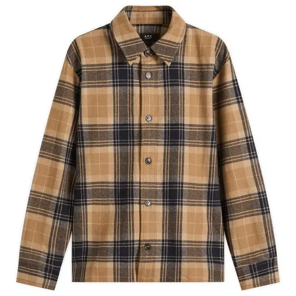 A.p.c. Bobby Check Wool Overshirt - Dark Navy