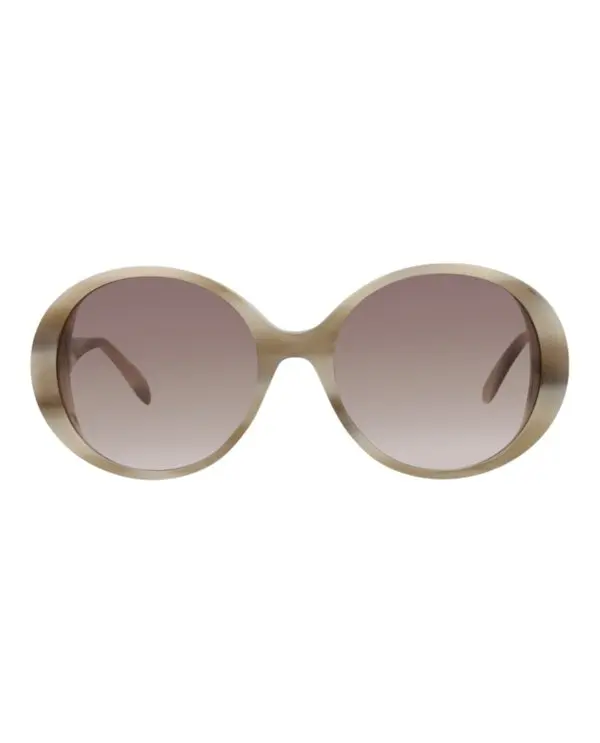 Alexander McQueen Round Frame Acetate Sunglasses - Ivory Ivory Brown (am0285s/30009390/004)