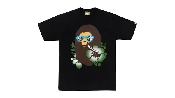 A BATHING APE Abc Resort Camo Ape Head Tee Shirt - Black