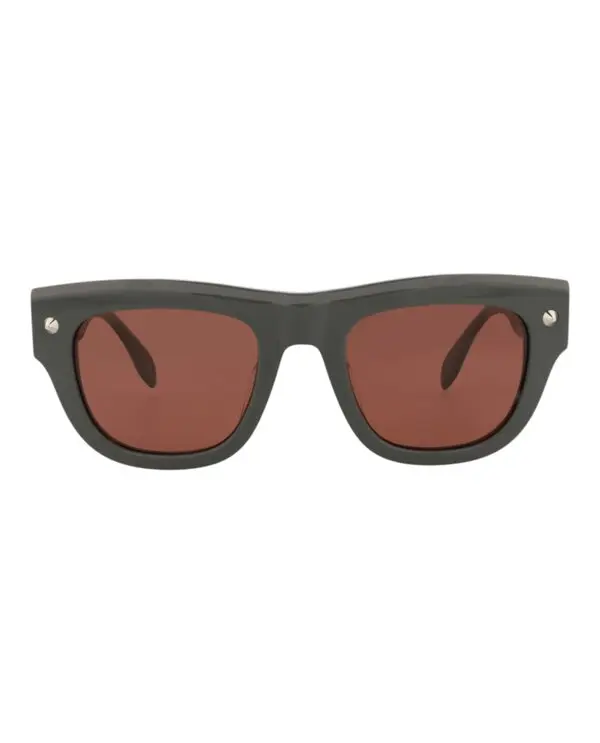 Alexander McQueen Square Frame Recycled Acetate Sunglasses - Grey Grey Brown (am0425s/30014620/004)