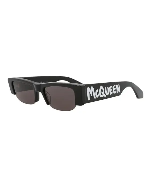 Alexander McQueen Square Frame Recycled Acetate Sunglasses - Black Black Grey (am0404s/30014335/001)