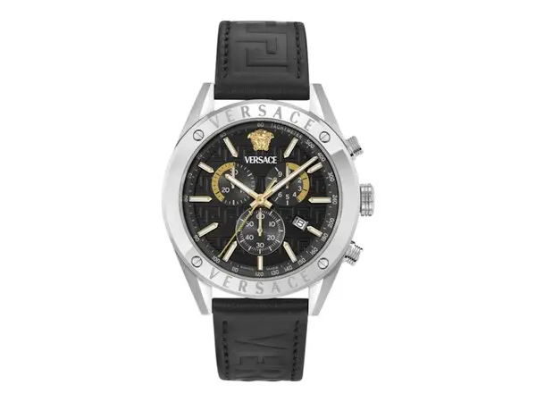 Versace Athletic Chrono Leather Strap Watch - Stainless Steel
