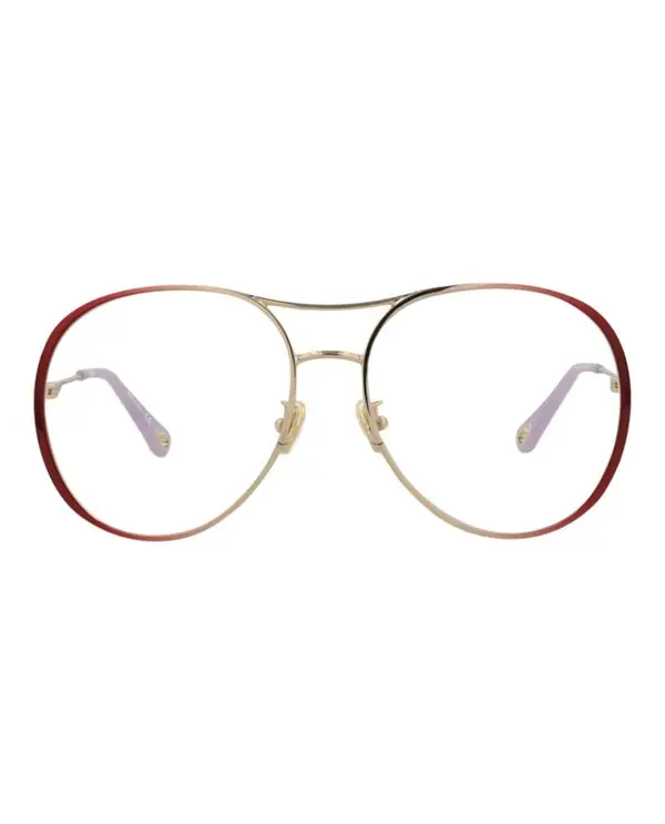 Chloé Aviator-frame Metal Optical Frames - Burgundy Burgundy Transparent (ch0019o/30009854/002)