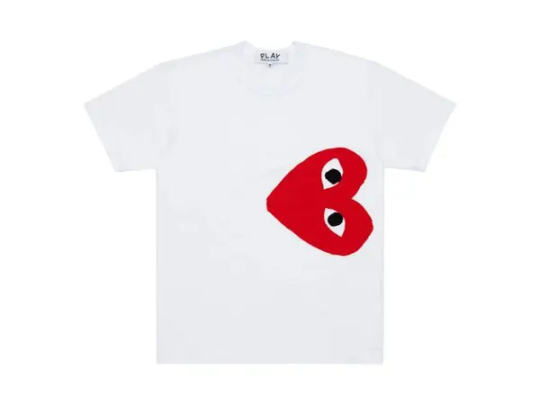 Play Comme Des Garcon Side Heart T-shirt - White/red